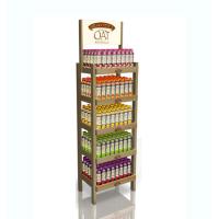 China 4 Layer Wine Display Stand Beer Store Display Standing Wooden Floorstanding for sale