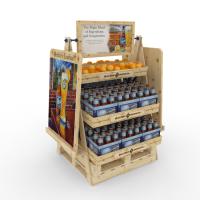 China Customized Double Sided Display Rack Stable Diy Wood Wine Rack Supermarket Beer Bottle for sale