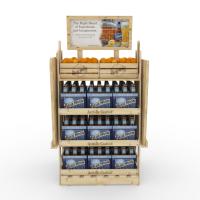 China Customized Double Sided Display Rack Stable Diy Wood Wine Rack Supermarket Beer Bottle for sale