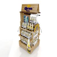 China Customized Double Sided Display Rack Stable Diy Wood Wine Rack Supermarket Beer Bottle for sale