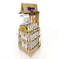 China Customized Double Sided Display Rack Stable Diy Wood Wine Rack Supermarket Beer Bottle for sale