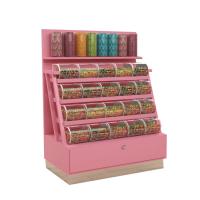 China Storage Wood Stand Displays Retail Wooden Dessert Display Snack  For Supermarket for sale