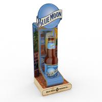 China POP Wine Display Stand Unique Design Wooden Beer Holder Countertop For Supermarket for sale