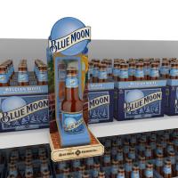 China POP Wine Display Stand Unique Design Wooden Beer Holder Countertop For Supermarket for sale