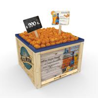 China POP Wine Display Stand Unique Design Wooden Beer Holder Countertop For Supermarket for sale