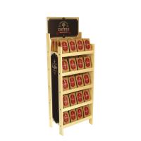 China Classical Wine Display Stand Wooden Display Shelf Beverage Juice Stand For Supermarket for sale