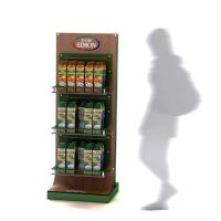 China Box Beverages Floor Standing Display Stands Wood Display Stand With Shelves for sale