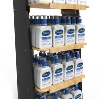 China Skin Care Product Wood Display Rack For Facial Cleanser for sale