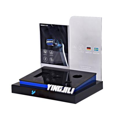 China Customized Cosmetic Display Stand Tabletop Splendid Telephone Headset Holder Acrylic for sale