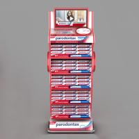 China Floorstanding Cosmetic Display Stand Toothpaste Supermarket Shelf Rack With Shelves for sale