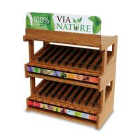China Wood POS SkinCare Product Bamboo Counter Top Display Rack Cleanser Oil Boutique for sale