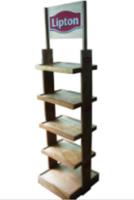 China MDF Material Clothing Display Racks Double Sided Cloth Display Stand For Shop for sale