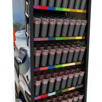 China Aerosol Paint Steel Display Stands Floor Shelf Display With Customized Logo for sale