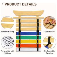 China Pinewood Martial Arts Belt Display Rack Wall Mounted Bamboo Karate Belt Display Rack for sale