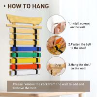China Pinewood Martial Arts Belt Display Rack Wall Mounted Bamboo Karate Belt Display Rack for sale