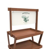 China X Shape Wooden Display Stand Wood Whisky Bottle Display Stand For Supermarket for sale