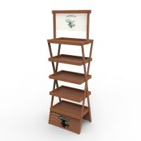 China X Shape Wooden Display Stand Wood Whisky Bottle Display Stand For Supermarket for sale