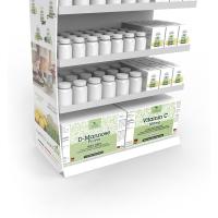 China Drug Pharmacy Display Stand Wood Medicine Display Rack With Custom Logo for sale