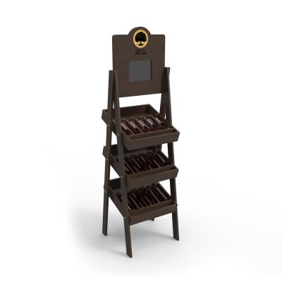 China SGS Wooden Retail Display Stands Gin Display Stand With LCD Screen for sale