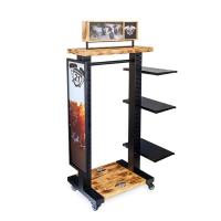 China Retail Store Wooden Display Stand Rotating Display Rack Boutique Clothing Racks for sale