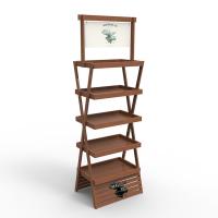 China Braid Wooden Shop Display Stands Display Wooden Stand With Casters For Store for sale