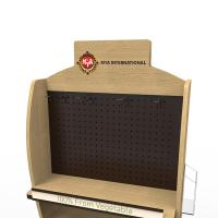 China Light Duty Wooden Display Stand Serum Set Display Rack Wood With Casters for sale