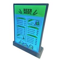 China A4 Size LED Menu Stand Countertop Acrylic Holder Display With 7 Colors for sale