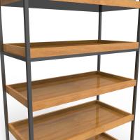 China Stores Point Of Sales Displays Wooden Tray Salad Display Stand With Wheels for sale