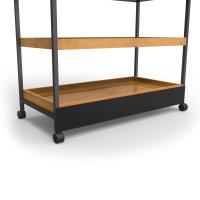 China Stores Point Of Sales Displays Wooden Tray Salad Display Stand With Wheels for sale