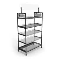 China Q235 Retail Wire Display Racks Metal Free Standing Wire Display Racks With Wheels for sale