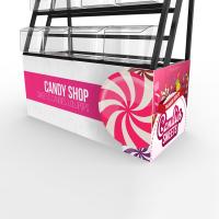 China Supermarket Point Of Sales Displays Candy Display Shelving Metal Custom Logo for sale