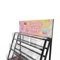 China Supermarket Point Of Sales Displays Candy Display Shelving Metal Custom Logo for sale