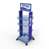 China Demountable Water Bottle Display Rack Beverage Display Stand With Casters for sale