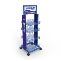 China Demountable Water Bottle Display Rack Beverage Display Stand With Casters for sale