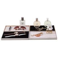 China Golden Velvet Jewelry Tray Stackable Showcase Velvet Display Tray For Luxury Store for sale