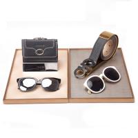 China Golden Velvet Jewelry Tray Stackable Showcase Velvet Display Tray For Luxury Store for sale