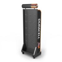 China AA Battery Point Of Sales Displays Pegboard Floor Stand With Hanging Hooks for sale