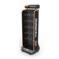 China AA Battery Point Of Sales Displays Pegboard Floor Stand With Hanging Hooks for sale
