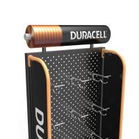 China AA Battery Point Of Sales Displays Pegboard Floor Stand With Hanging Hooks for sale