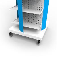 China Casters Pegboard Rotating Display Stand Metal Pegboard Display Stand With Hooks for sale