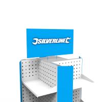 China Casters Pegboard Rotating Display Stand Metal Pegboard Display Stand With Hooks for sale