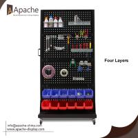 China Customized Pop Pos Display Standing Pegboard Metal Display Stands With Wheels for sale