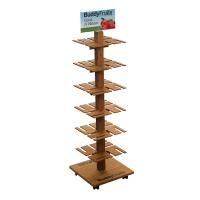China Metal Custom Display Stand Outer Door Products Tower Pop Displays With Casters for sale