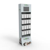 China Pet Store Cardboard Display Stand Case Floor Standing Pegboard With LCD Screen for sale