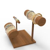 China Customized Wooden Woven Countertop Display Stand For Luxury Jewelry Bracelet Ring for sale