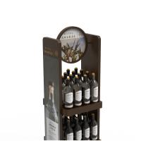China Customizable Red Wine And Beverage Wooden Three Layer Display Rack For Store Use for sale
