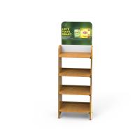 China Customized Wooden Laminated Display Rack For Commercial Supermarkets Display Tea Drinks for sale