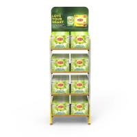 China Customized Wooden Laminated Display Rack For Commercial Supermarkets Display Tea Drinks for sale