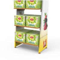China Customized Wooden Laminated Display Rack For Commercial Supermarkets Display Tea Drinks for sale
