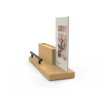 China Customizable Wooden Counter Display Rack With Printed Store Logo Cosmetics Counter Display Rack for sale